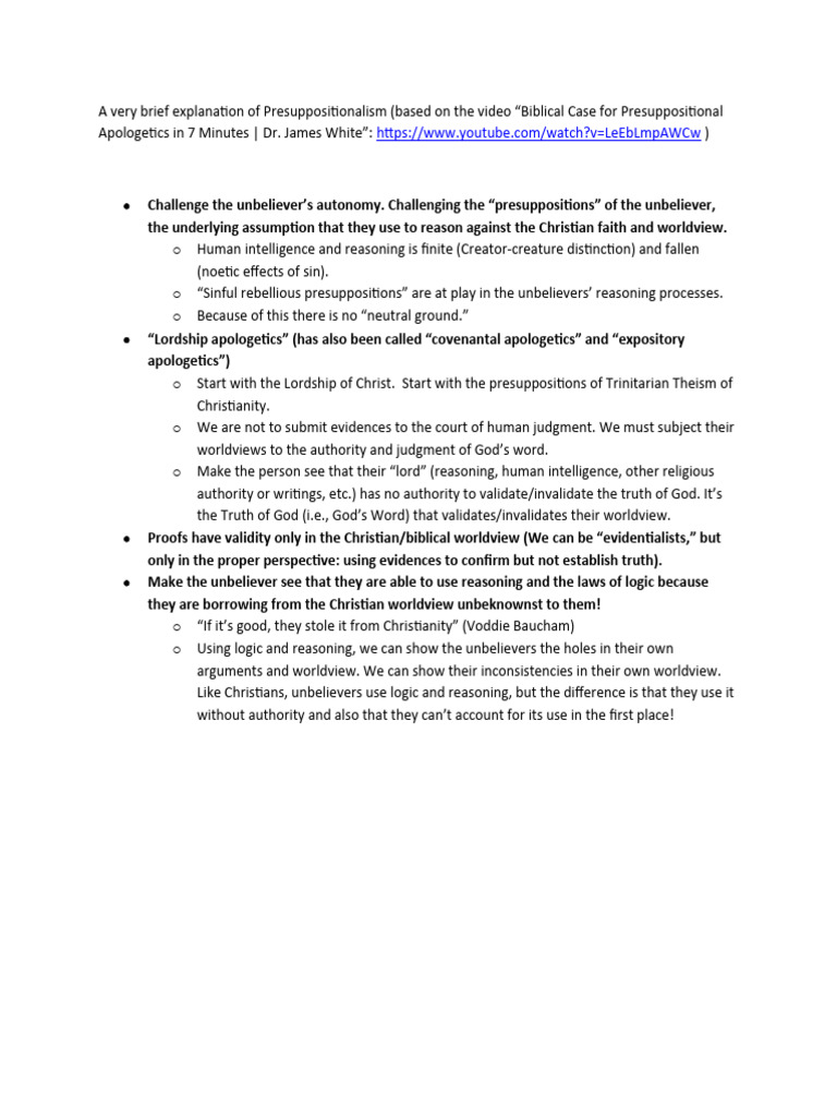 Presuppositionalism | PDF