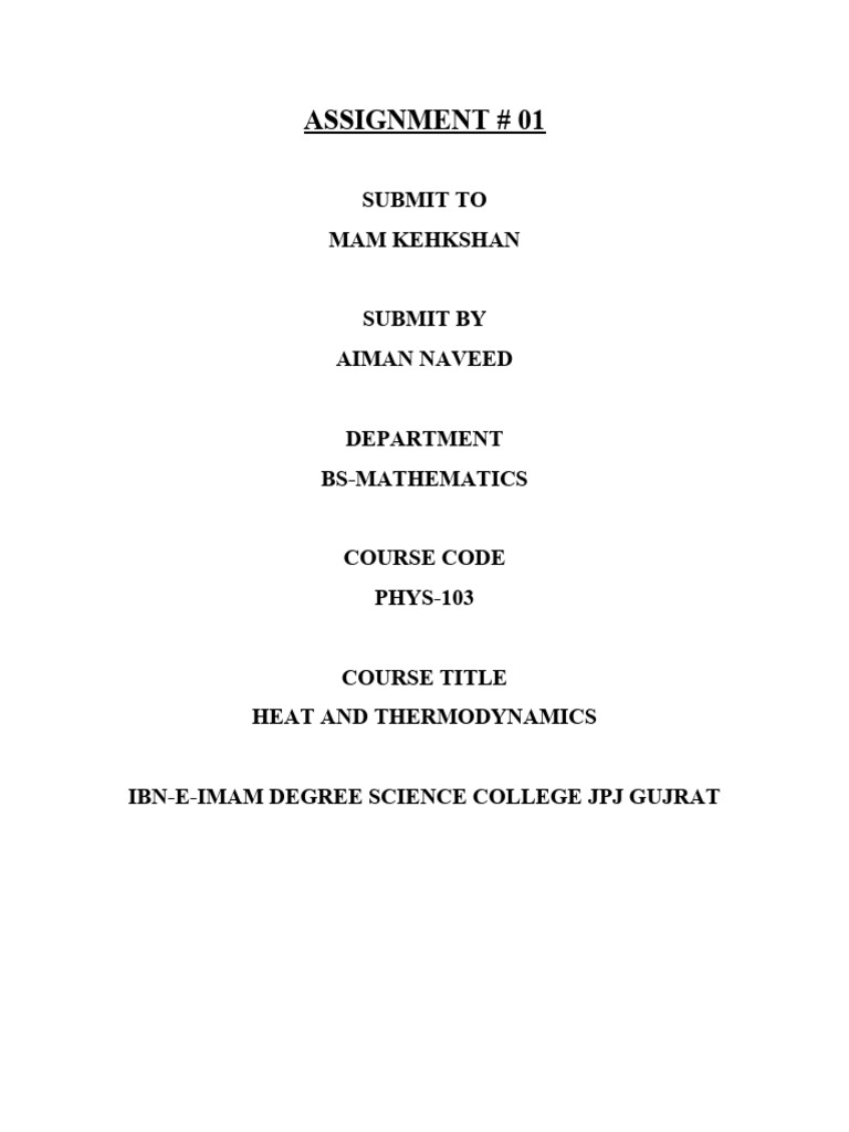 Assignment of Physics | PDF | Heat | Physics