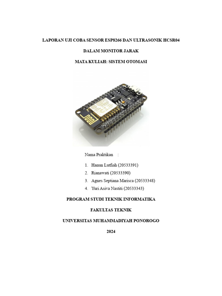 Laporan Uji Coba Sensor Esp8266 Dan Ultrasonik HCSR04 | PDF | Metode ...