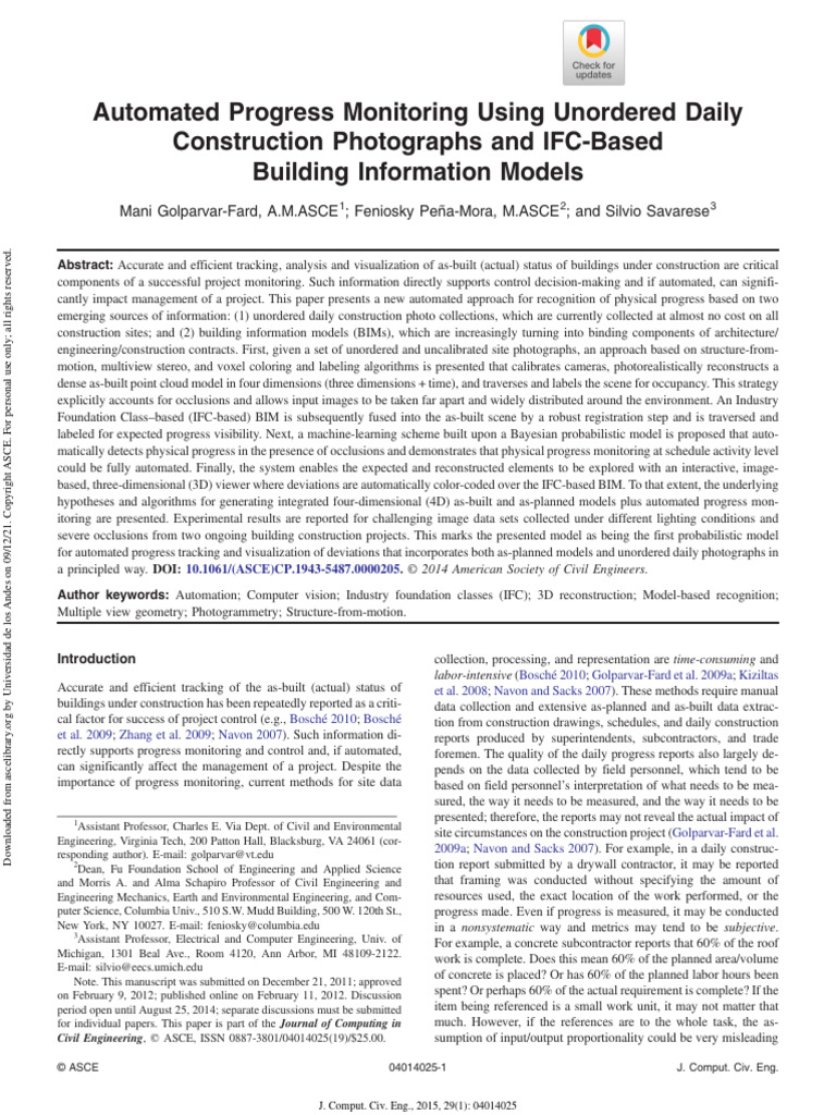 Automated Progress Monitoring Using Unordered Daily | PDF | Image Scanner | Building Information ...