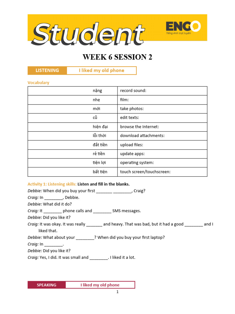 PCT - Pre-IELTS - W6 S2 - SH | PDF | Telephone | Mobile Phones