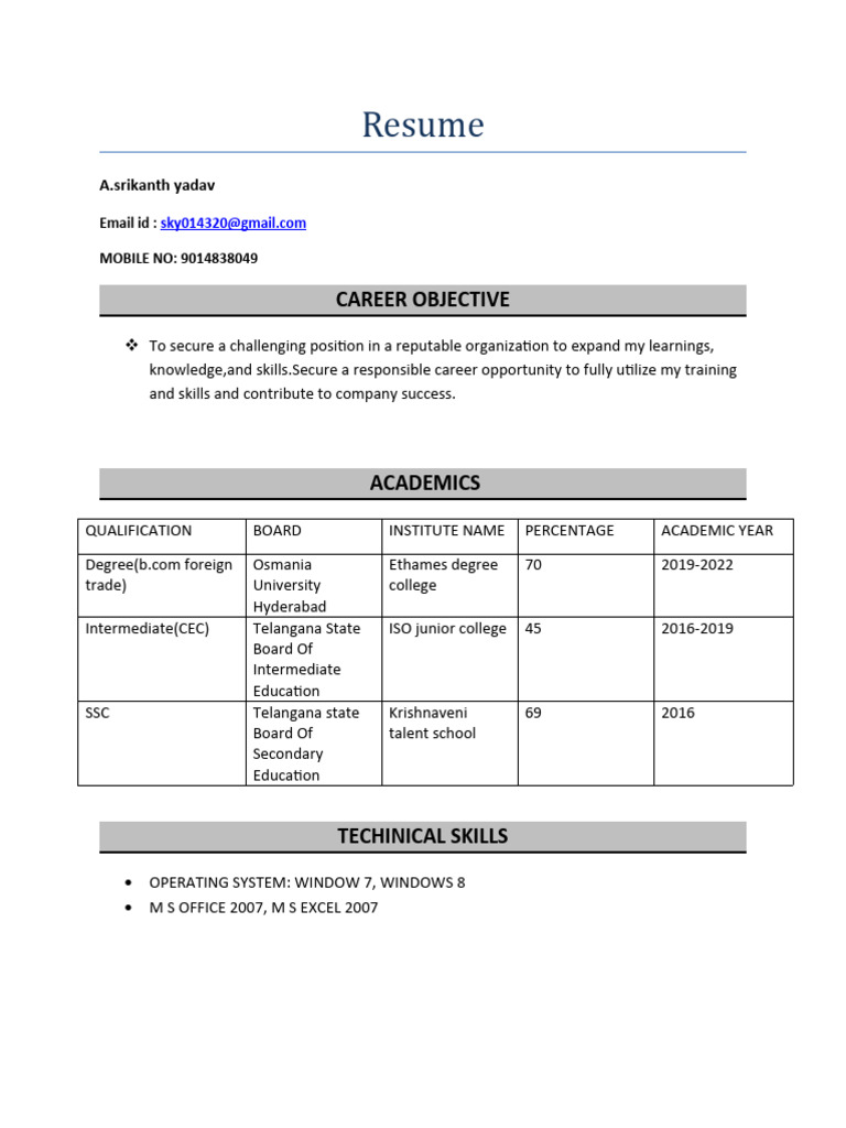 Srikanth Resume 14 | PDF