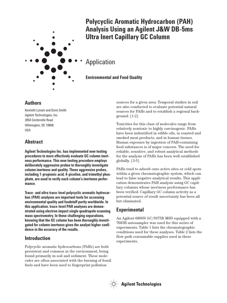 5989 9181EN PAH Analysis | PDF | Gas Chromatography | Polycyclic ...