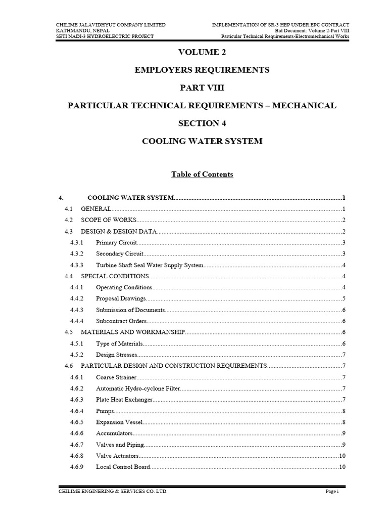 Cooling Water System Technical Requirements | PDF | Pump | Pipe (Fluid ...