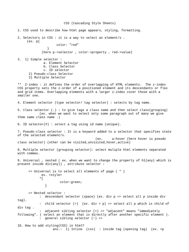 CSS_NOTES | PDF | Html Element | Computing CSS_NOTES | PDF | Html Element | Computing