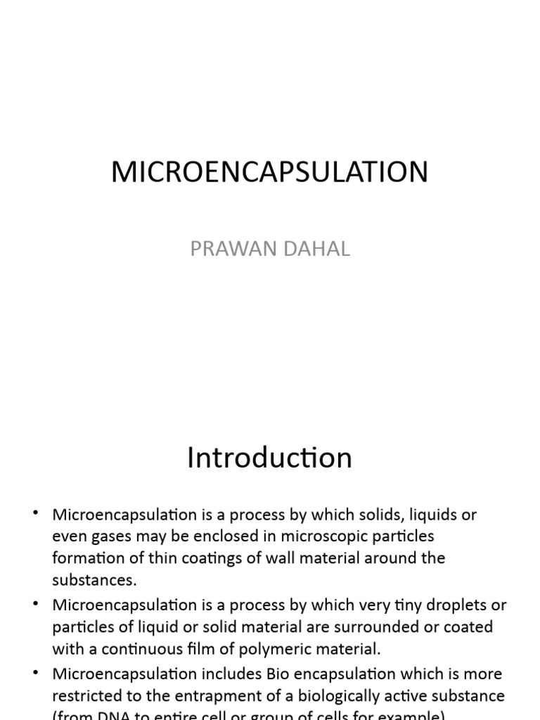 Micro Encapsulation | PDF | Phase (Matter) | Chemistry