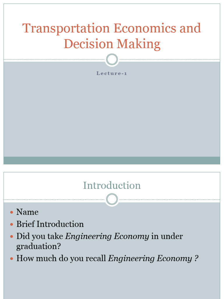 Lecture 1 V 3 | PDF | Economics | Transport Economics