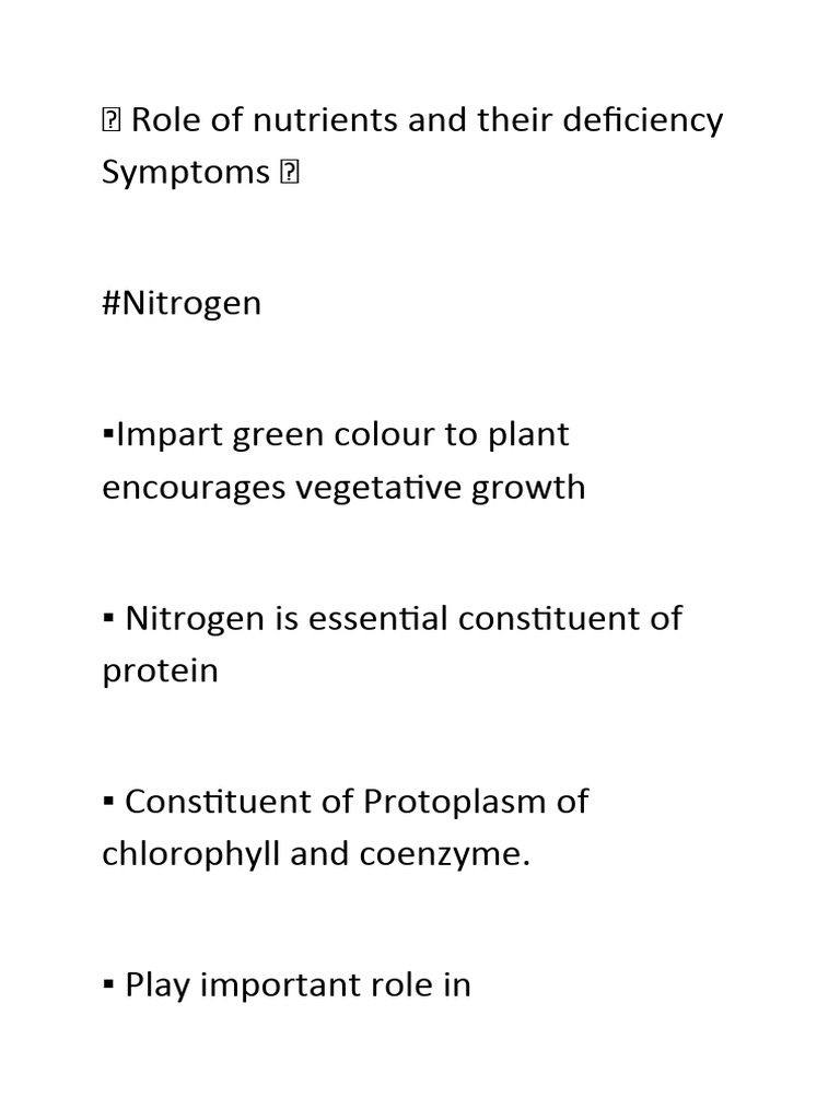 science important ? Role of nutrients and their deficiency Symptoms ...