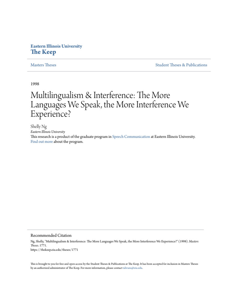 Multilingualism & Interference - The More Languages We Speak The | PDF | Multilingualism ...