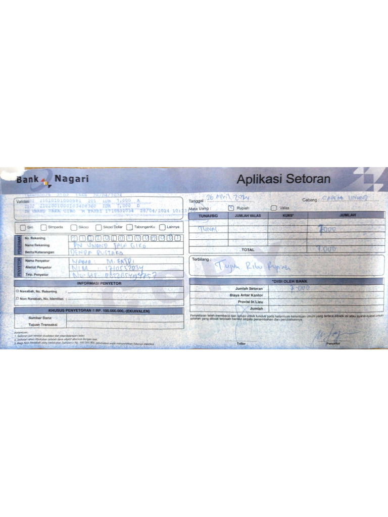 Contoh Bukti Denda Pustaka Unand | PDF