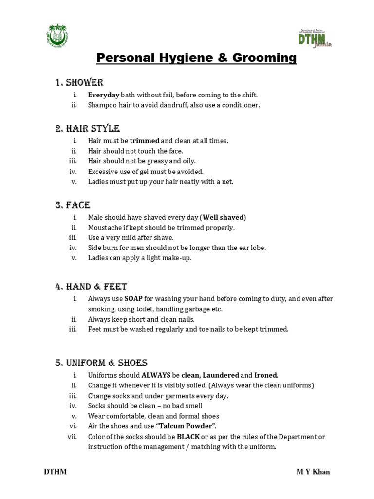 Personal Hygiene & Grooming | PDF | Hygiene | Sock