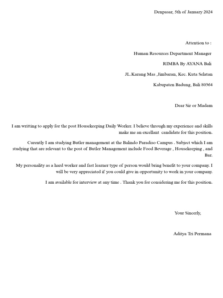 Application Latter Aditya | PDF