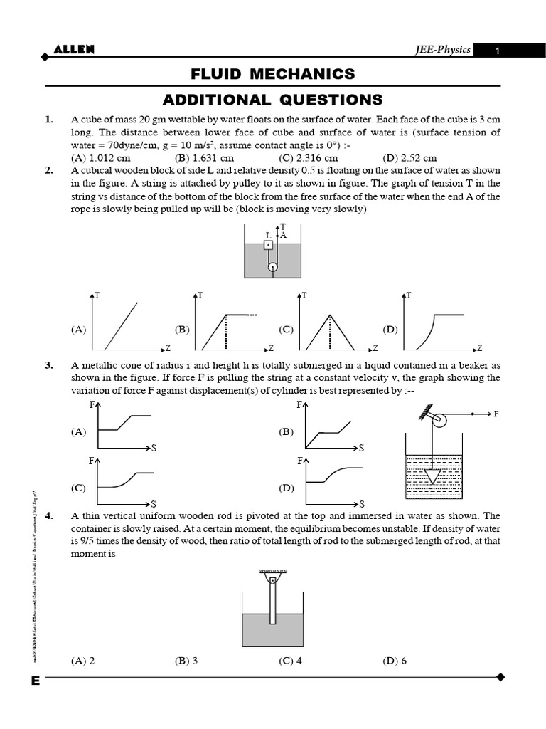 11_Fluid Mechanics_Additional Question (Eng) | PDF | Buoyancy | Physical Quantities