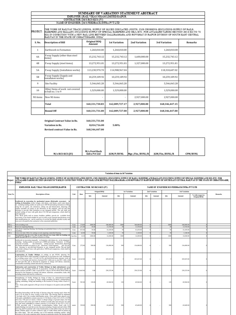 RCS3 Variation Statement Summary | PDF | Transport Infrastructure ...