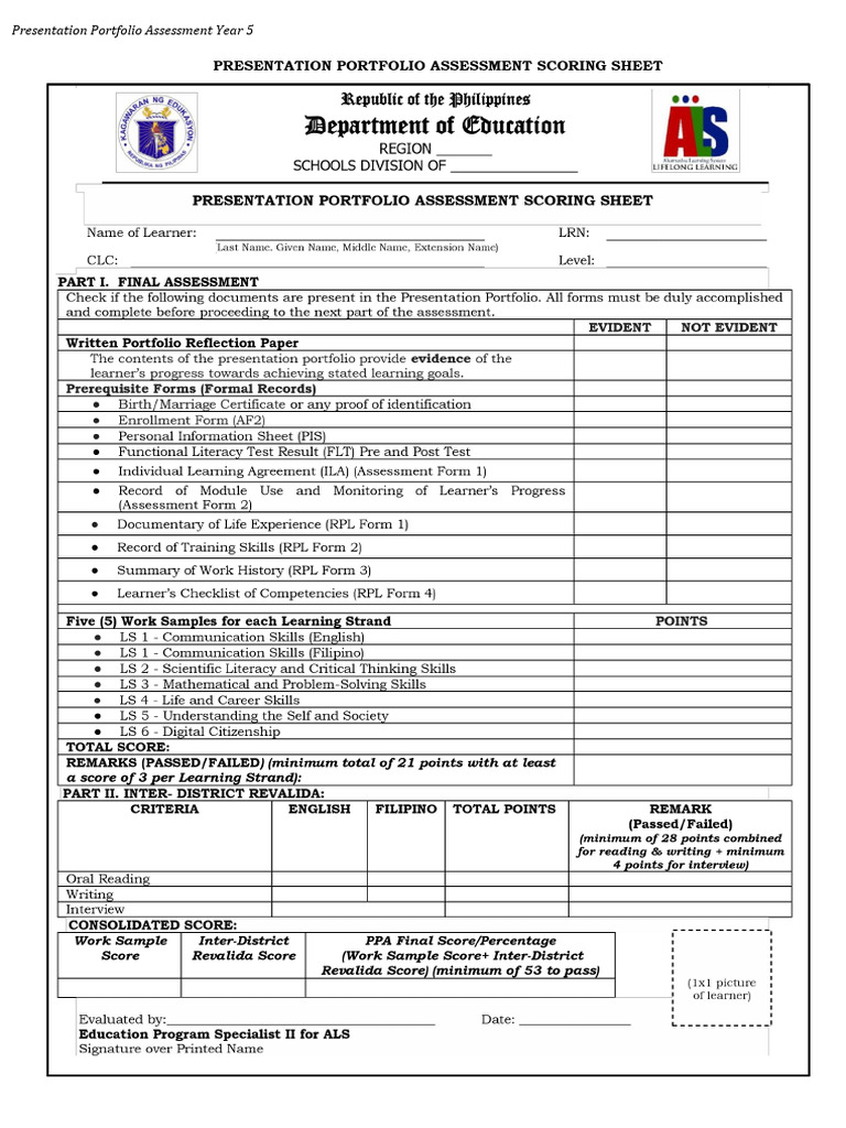 PPA 5 PPA Scoring Sheet | PDF