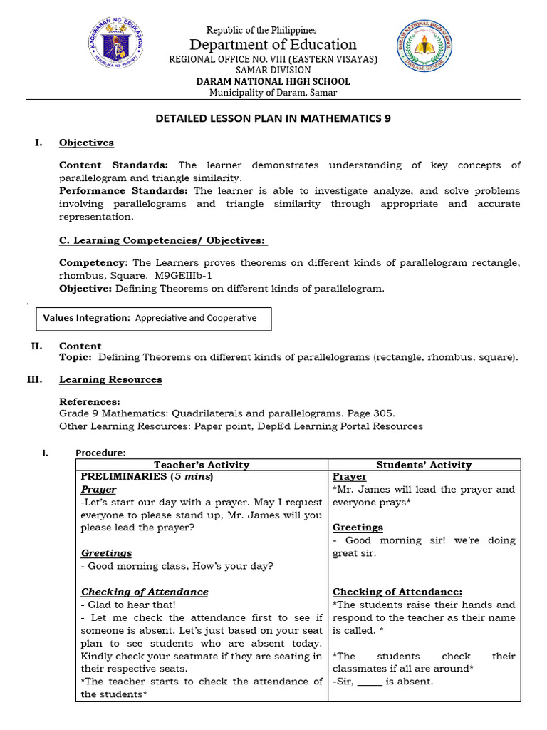 Alvin DLP For Monday | PDF | Rectangle | Geometry