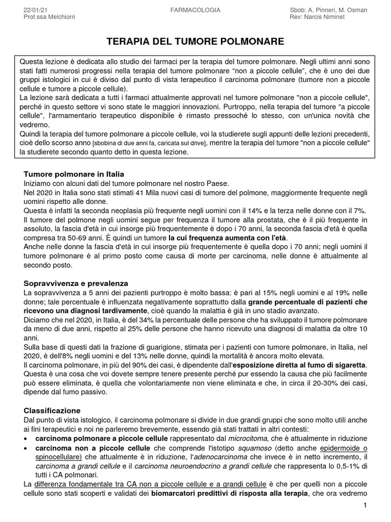 13 Far p1b Terapia Tumore Polmonare | PDF