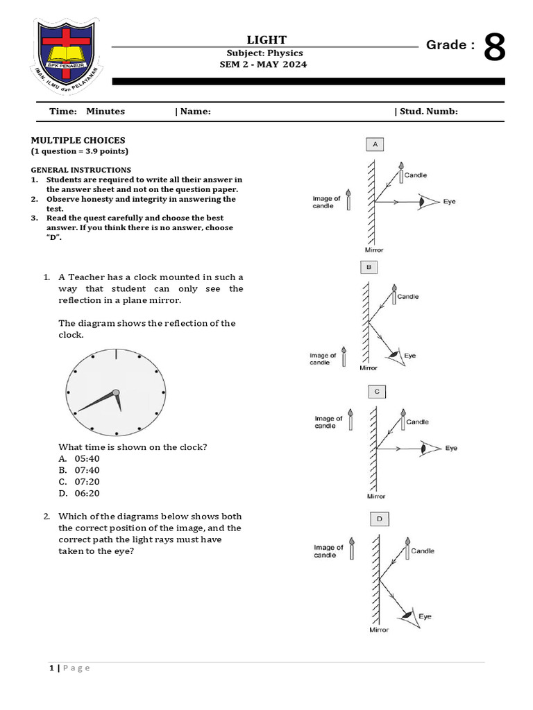 DT 3 - Light | PDF | Mirror | Materials Science