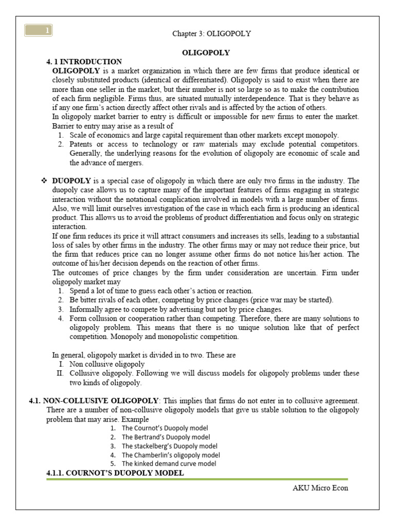 Oligopoly | Download Free PDF | Oligopoly | Profit (Economics) Oligopoly | Download Free PDF | Oligopoly | Profit (Economics)