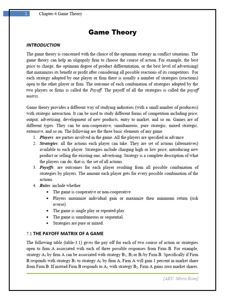 Game Theory Modified | PDF | Game Theory | Microeconomics