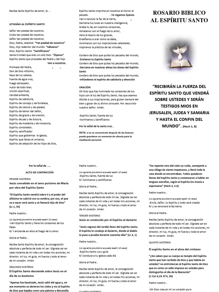 Rosario Al Espíritu Santo Pdf Espíritu Santo Orador Del Señor
