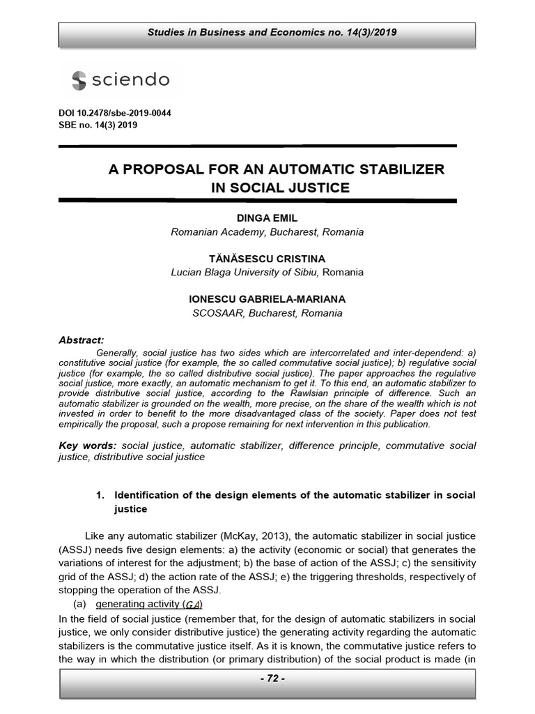 Automatic Stabilizer for Social Justice | PDF | Saving | Consumption ...