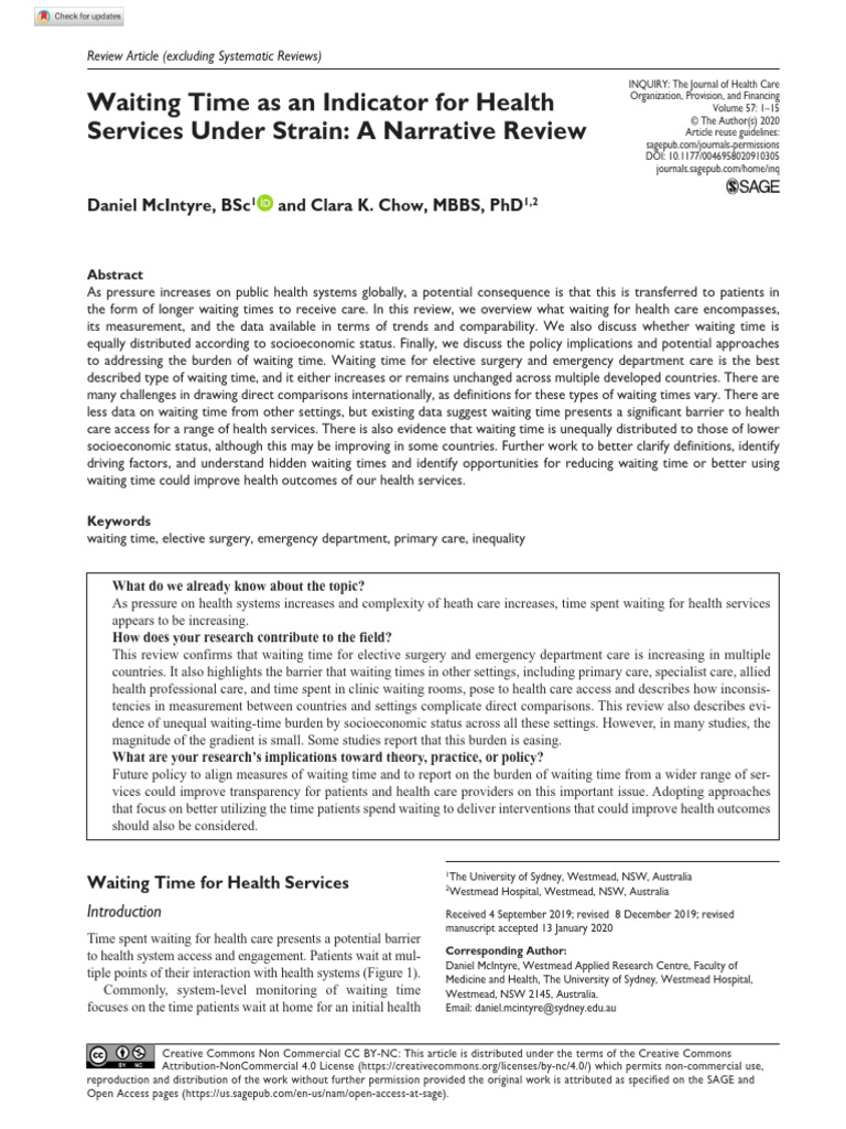 Health Service Waiting Time Review | PDF | Health Care | Emergency ...
