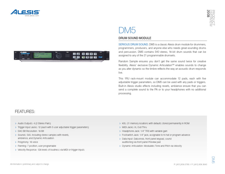 dm5 Module 2008 Alesis Product Overview | Download Free PDF | Drum Kit | Music Production