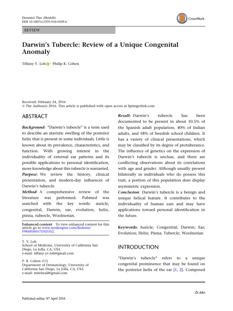 Darwin's Tubercle Insights | PDF | Ear | Anatomy