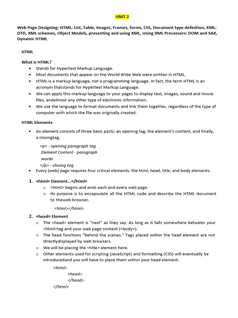 Unit 2 WT | PDF | Html Element | Html