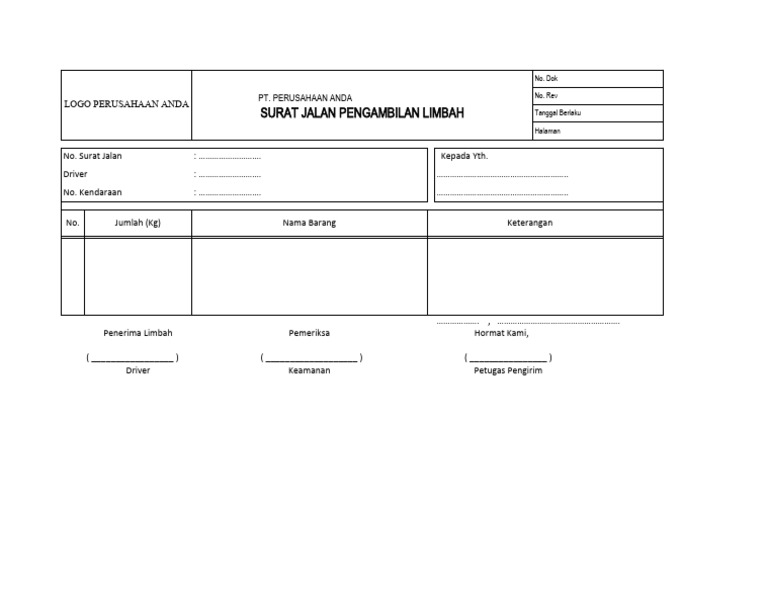 form 14 surat jalan pengambilan limbah | PDF