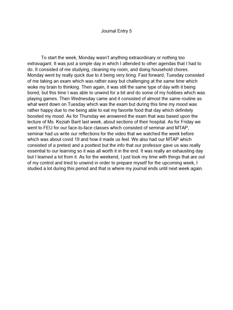 Student's Weekly Reflections | PDF