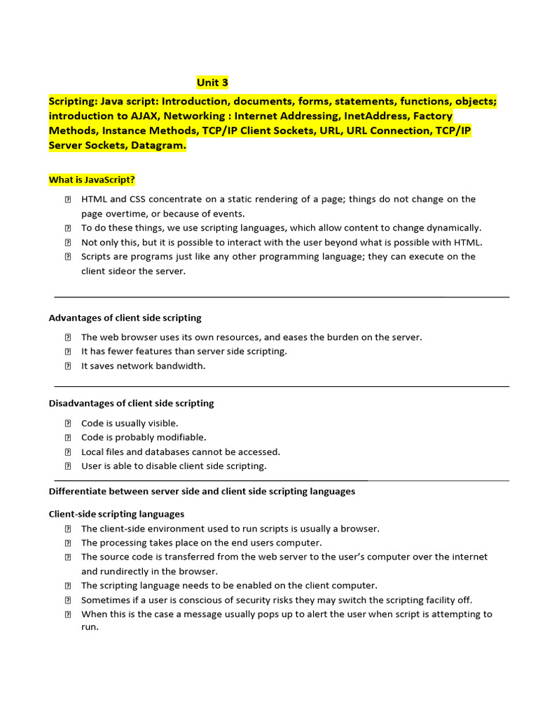 Unit 3 | PDF | Ajax (Programming) | Dynamic Web Page