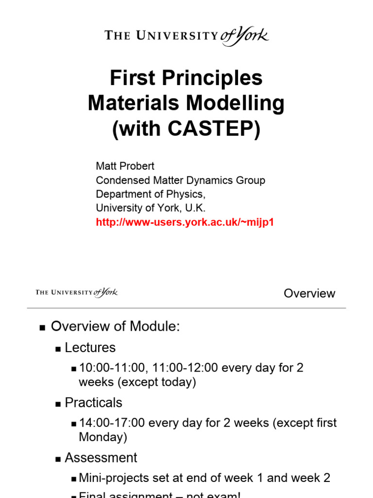 First Principles Materials Modelling Guide | PDF | Density Functional ...