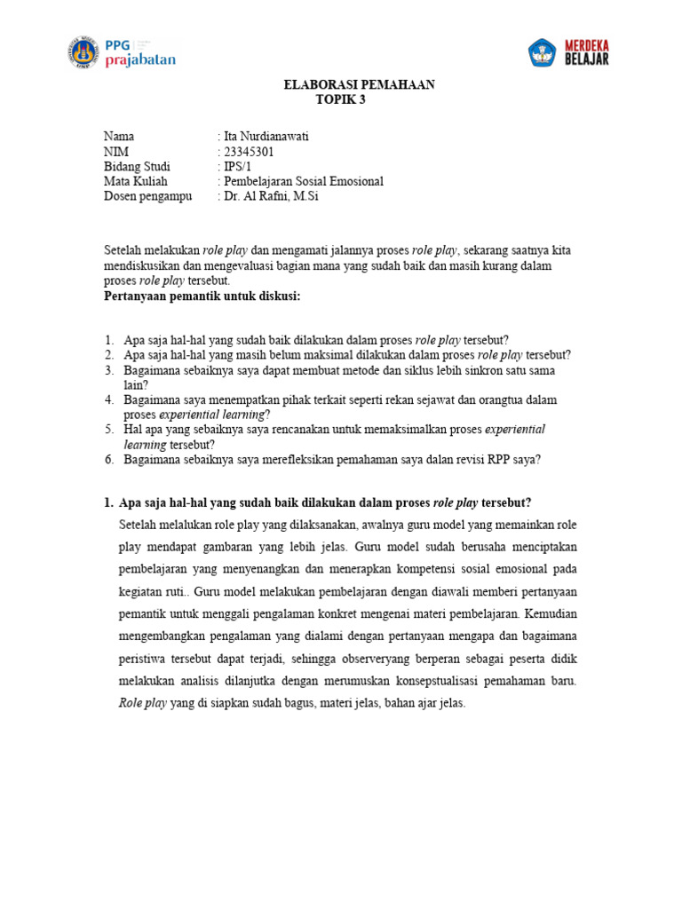 Pse Topik 3 Elaborasi Pemahaman | PDF