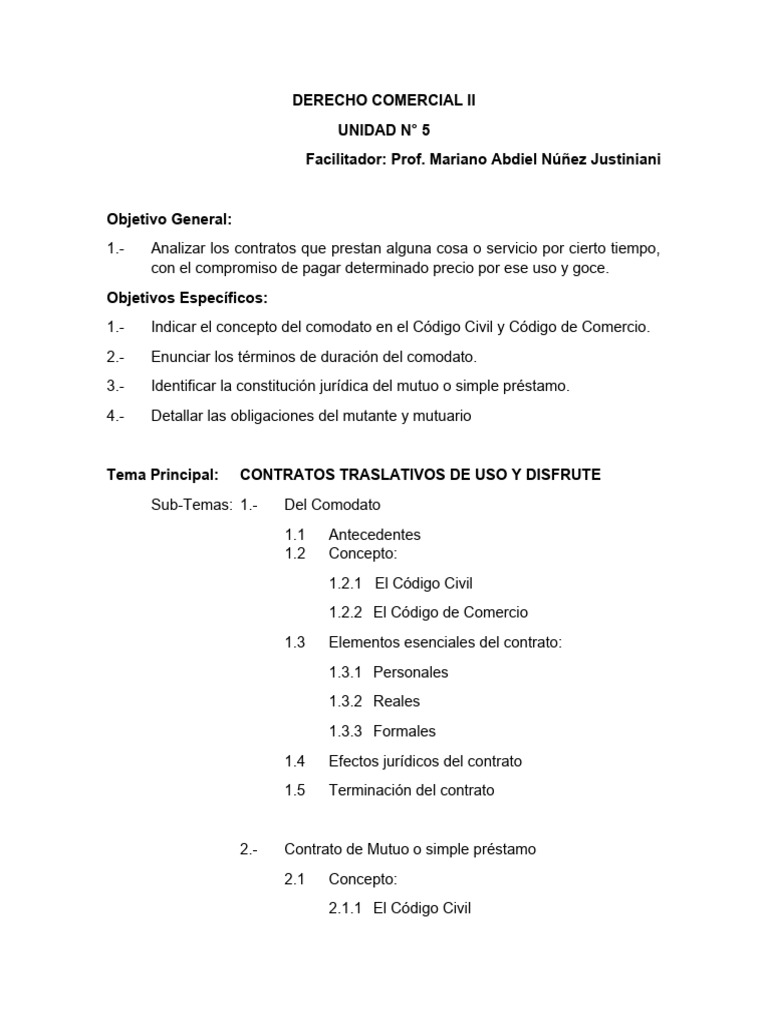 Derecho Comercial Ii Unidad N 5 Contratos Traslativos de Uso o Disfrute | PDF | Ley común ...