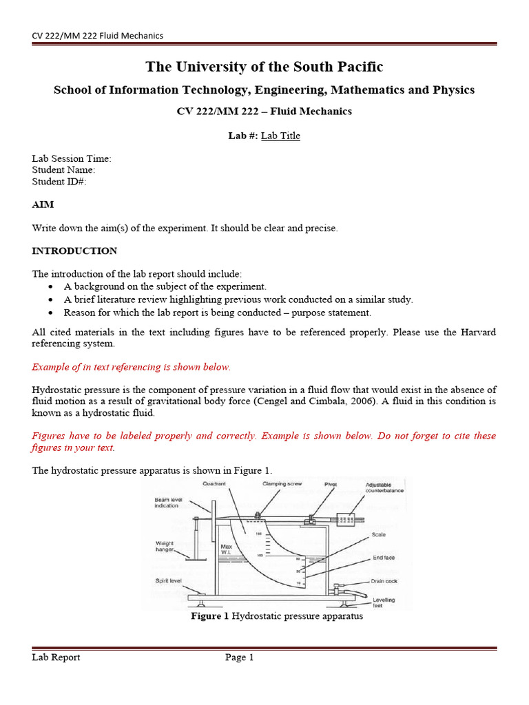 MM 222 Lab Format 2021 | PDF | Pressure | Experiment