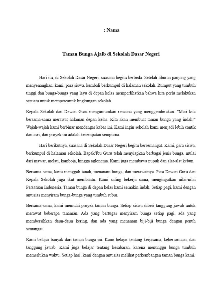 Taman Bunga Ajaib SD: Kerjasama & Edukasi | PDF