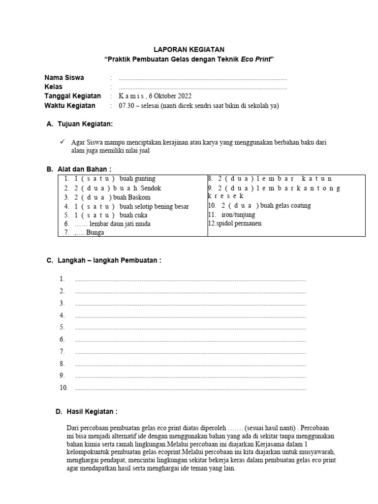 Pembuatan Gelas Eco Print Ramah Lingkungan | PDF
