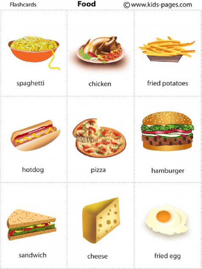 Food Flash Cards Printables - 194351 | PDF
