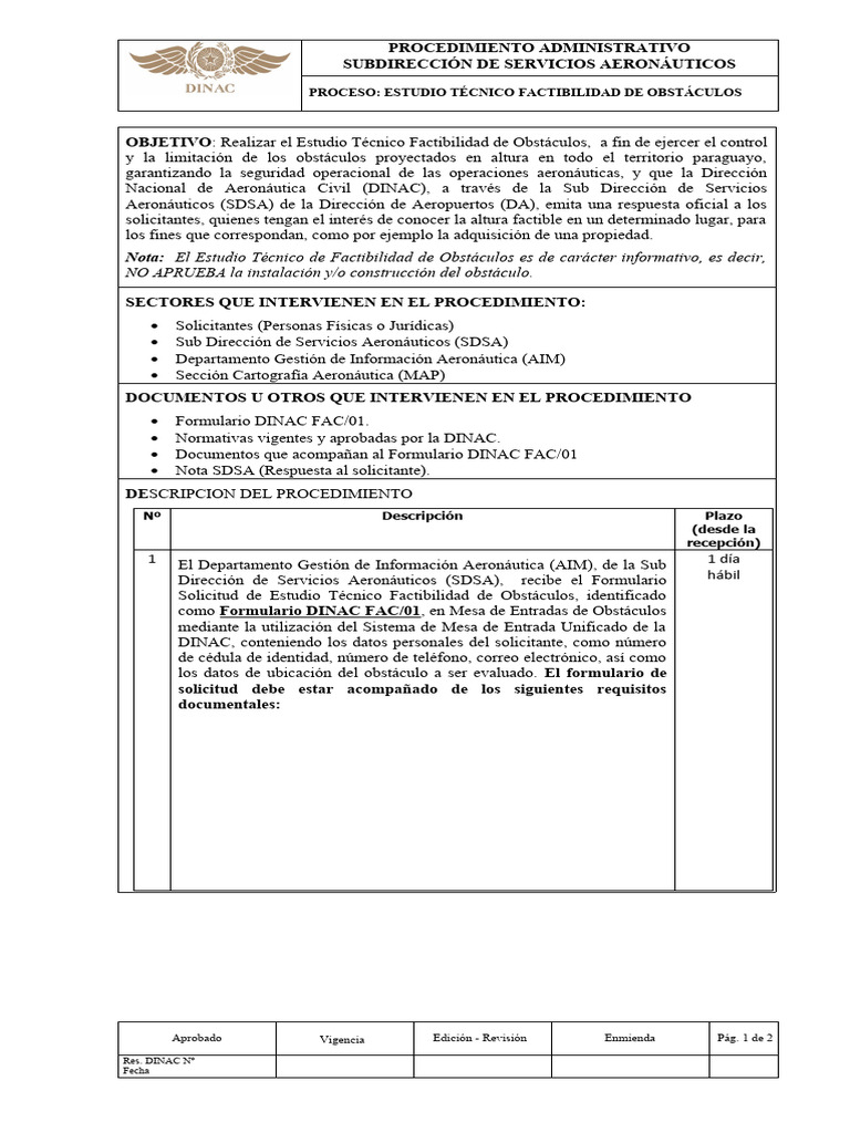 3. Procedimiento Estudio T燭nico de Factibilidad de Obstｵculos | PDF | Documento de identidad