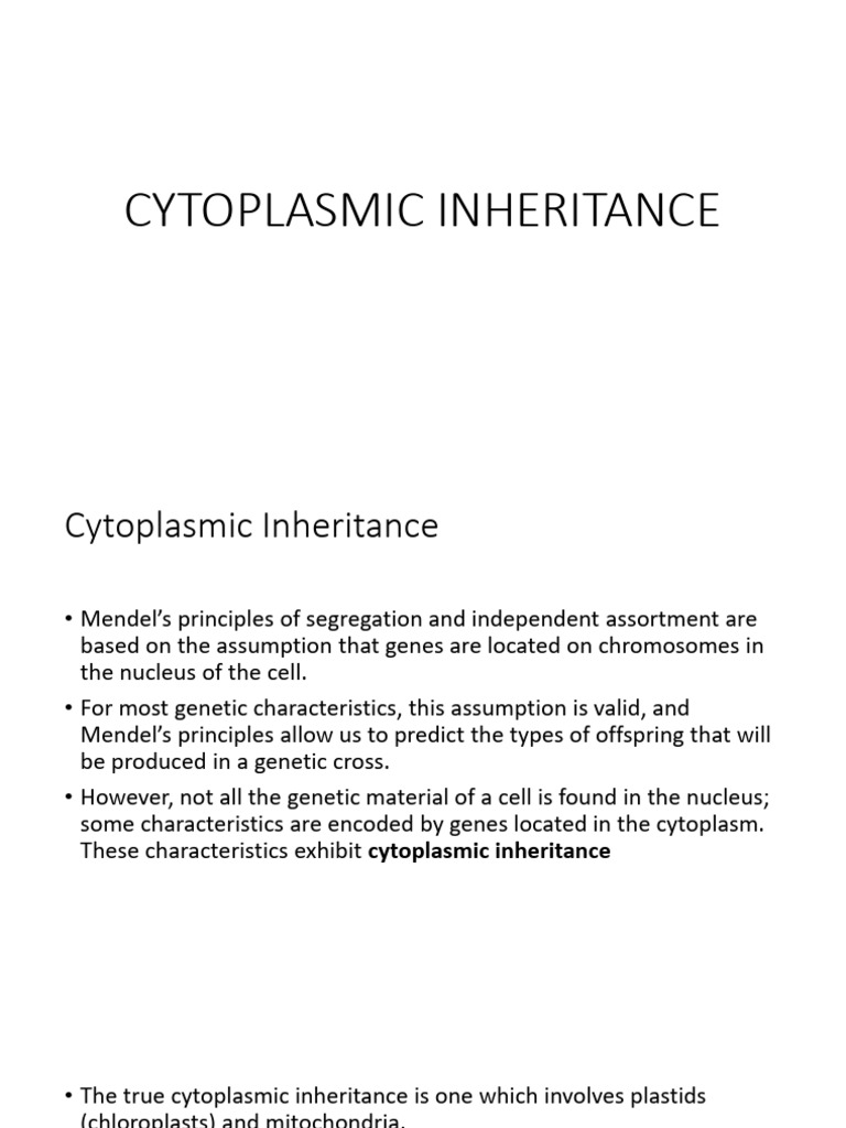 Cytoplasmic Inheritance | PDF | Mitochondrion | Genetic Code
