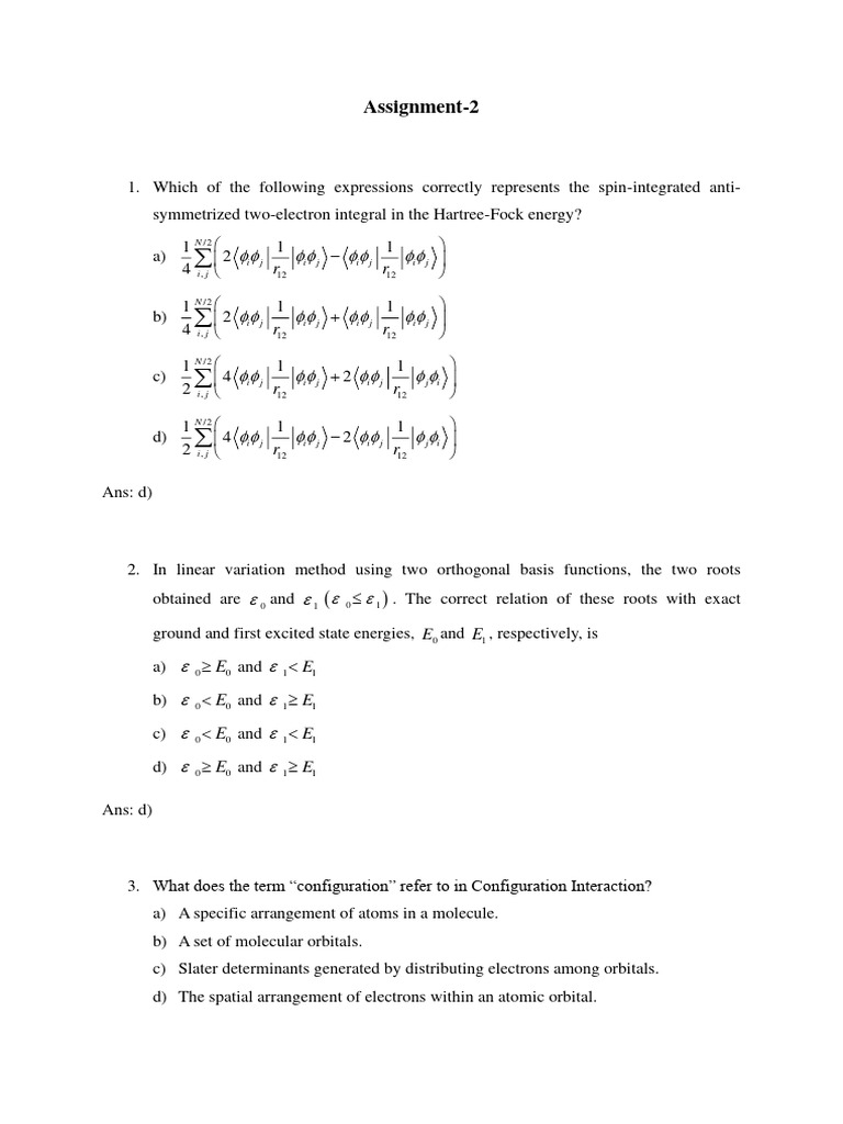 Assignment_2 | PDF | Molecular Orbital | Electron Configuration