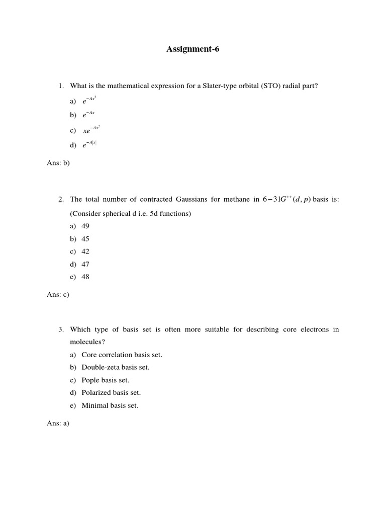 Assignment 6 | PDF | Theoretical Physics | Physical Chemistry Assignment 6 | PDF | Theoretical Physics | Physical Chemistry