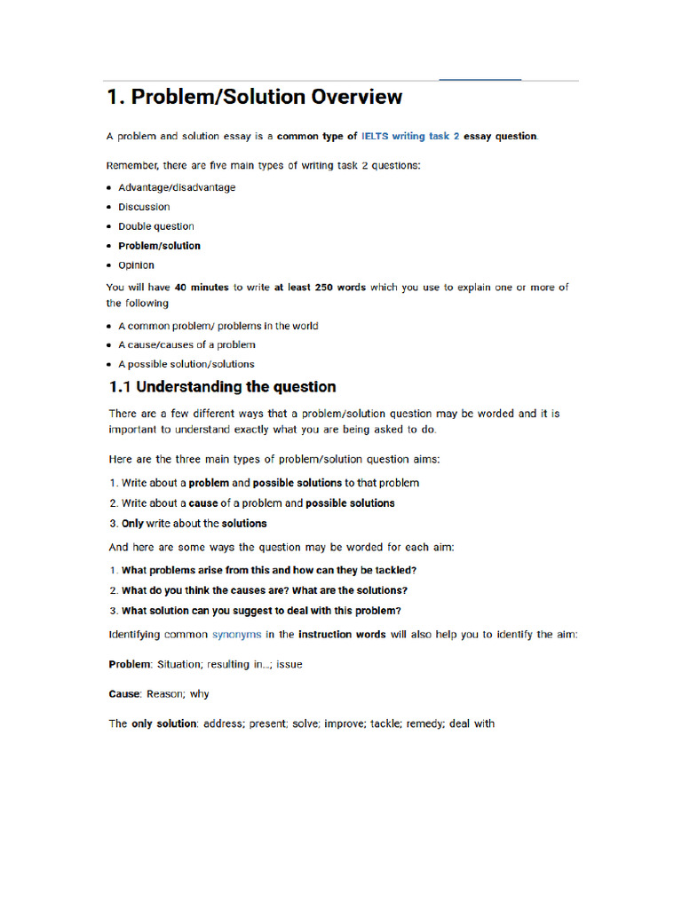 IELTS Writing Task 2 Problem Solution | PDF