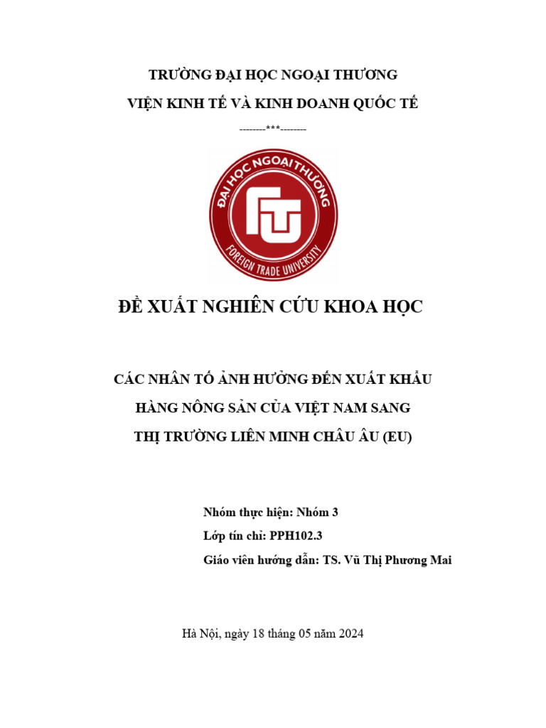PPH102.3 - CUỐI KỲ NHÓM 3 ĐỀ XUẤT NGHIÊN CỨU KHOA HỌC | PDF