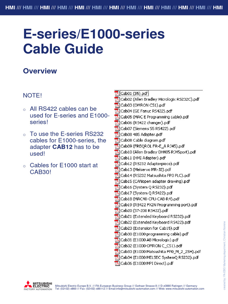 E-series_E1000-series Cable Guide b | PDF | Equipment | Information And ...