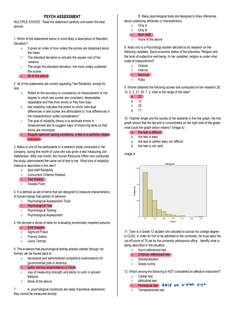 Psych Assessment Test | PDF | Validity (Statistics) | Psychometrics