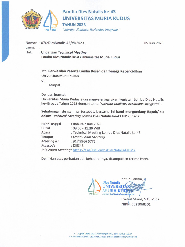 Surat 076 - TM Dosen Tendik | PDF