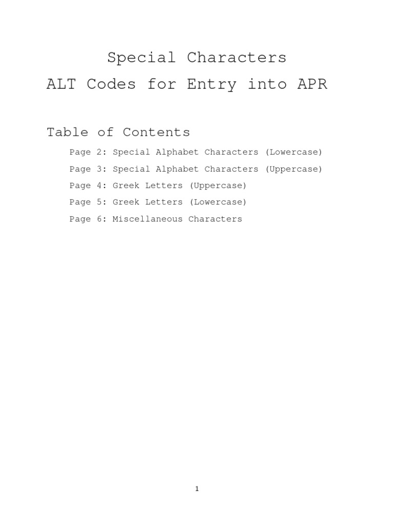 ALT Codes for Special Characters | PDF | Greek Alphabet | Western Calligraphy